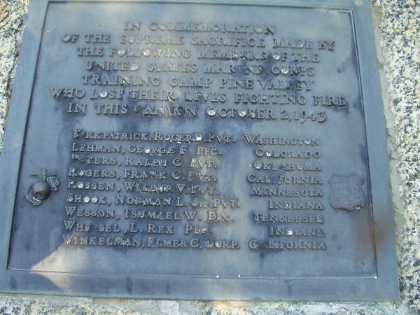 The Hauser Canyon Fire Oct 1943 - Memorial