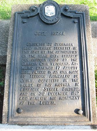 Unang Libingan ni Dr. Jose Rizal - Maynila