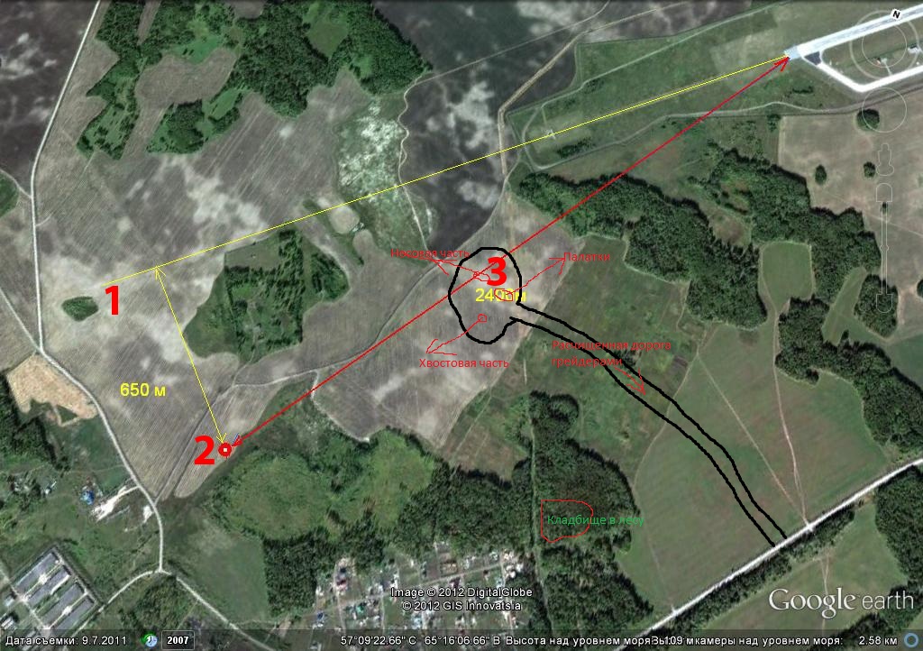 Location of the UTAir plane crash of ATR-72 of 2012-04-02