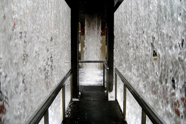Walk-through waterfall fountain - Seattle, Washington