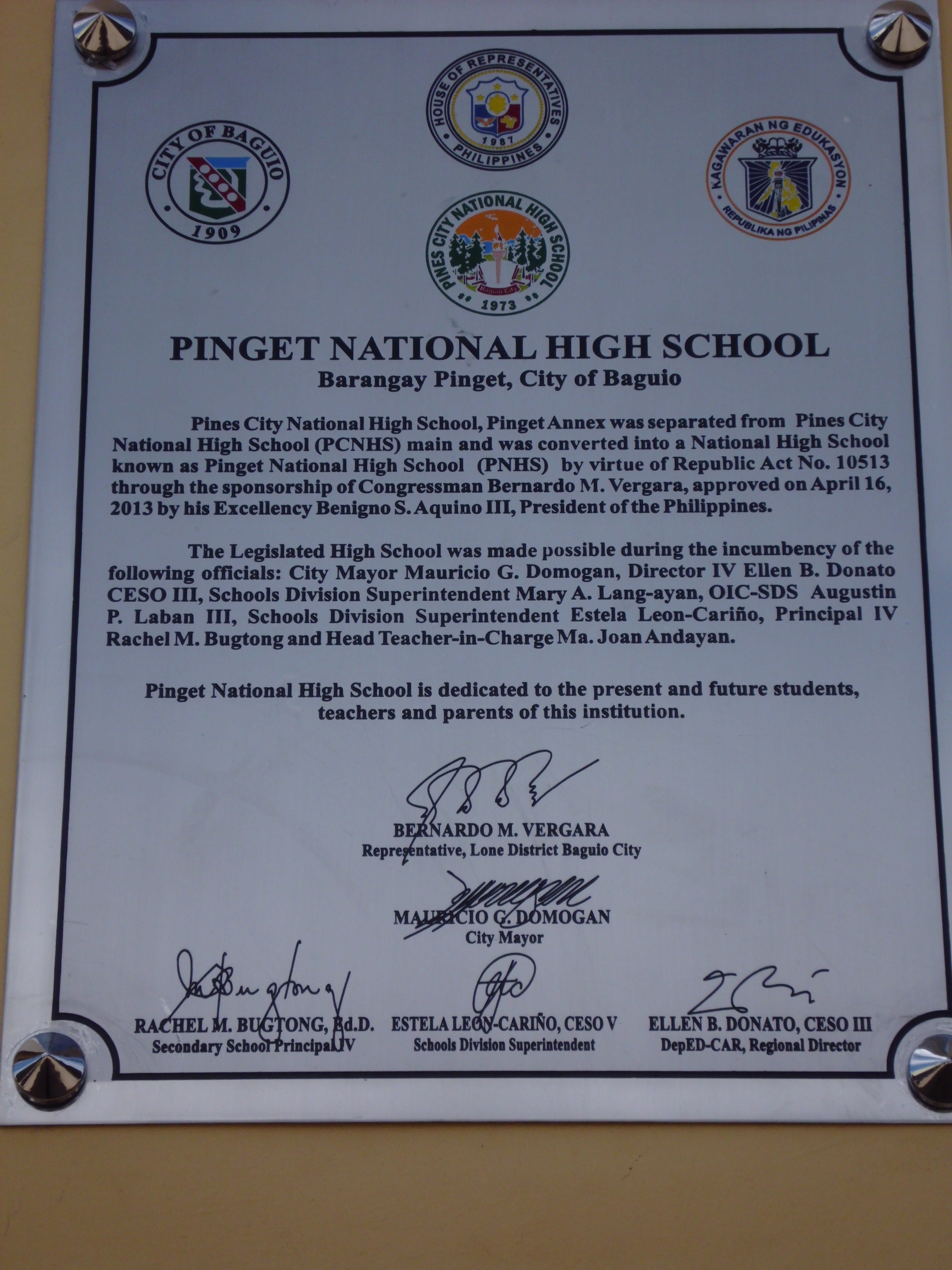 Pinget National High School - Baguio