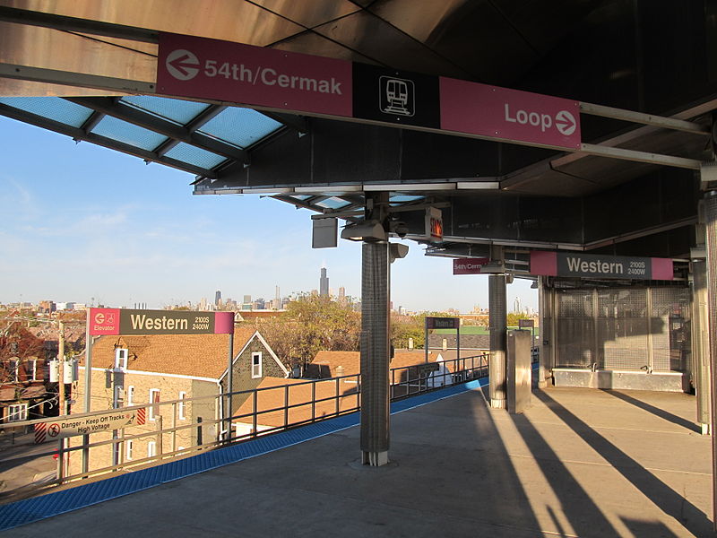 Western CTA Pink Line Station - Chicago, Illinois