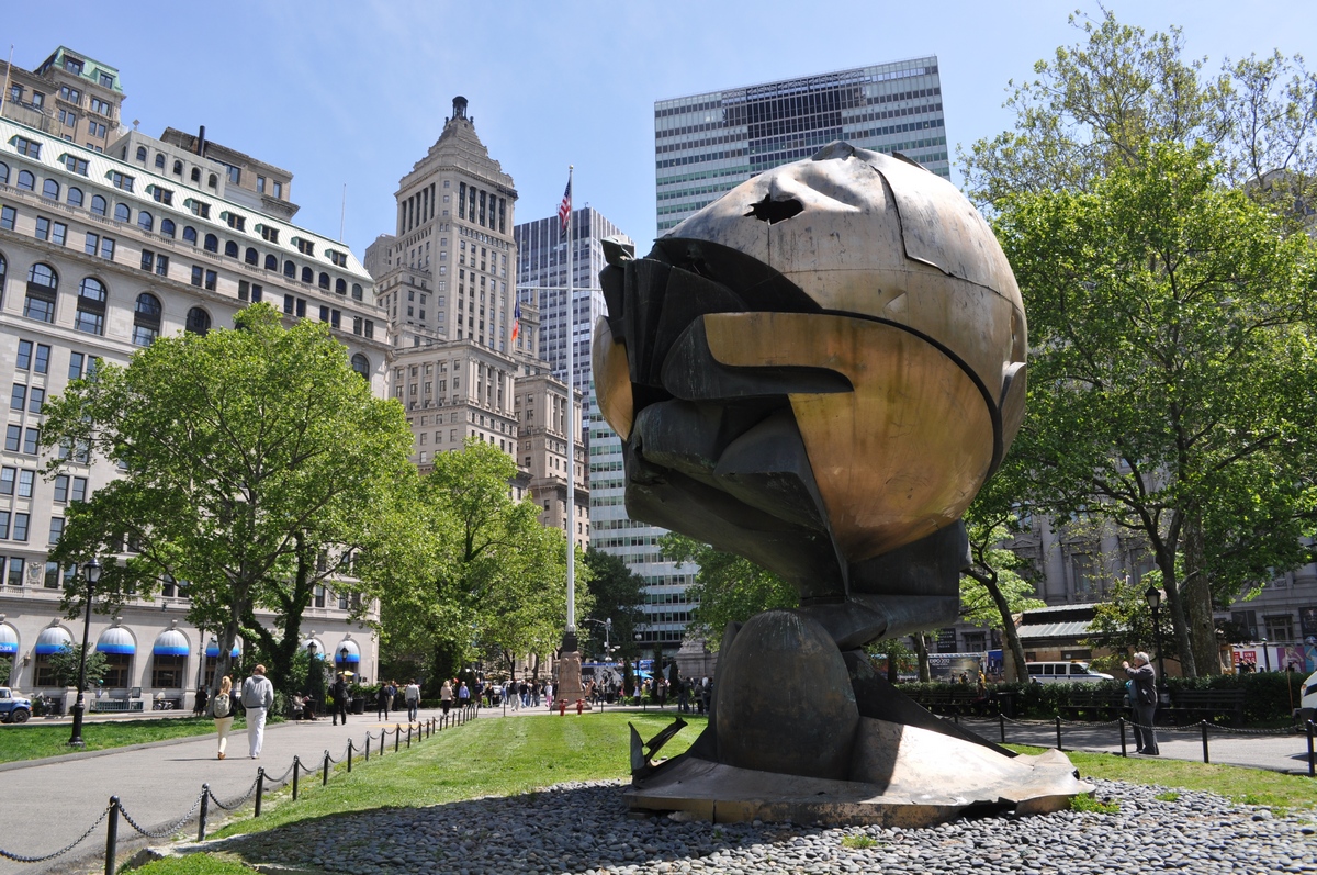 "The Sphere" by Fritz Koenig Sculpture