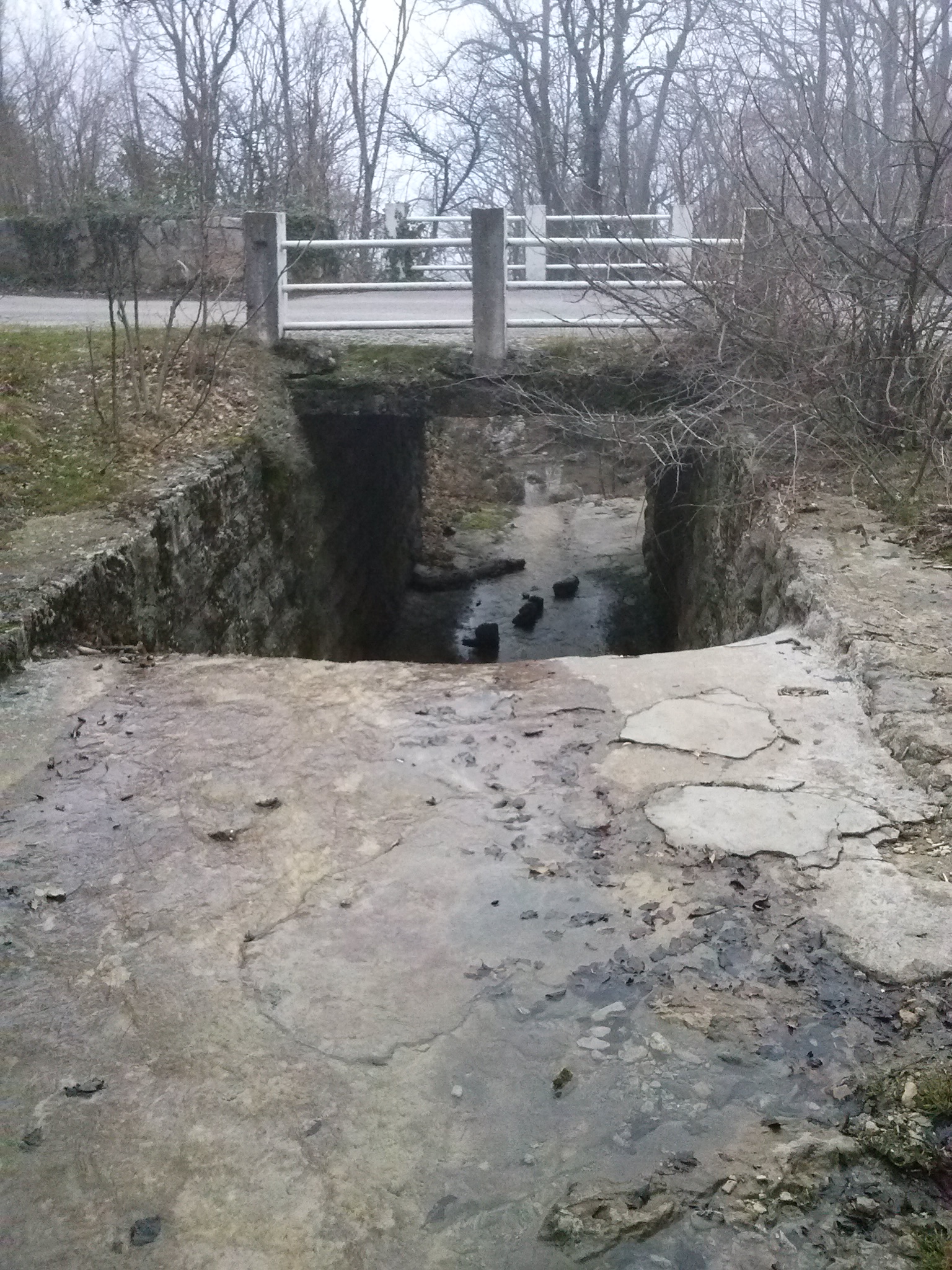Concreted stream channel under the road - Sevastopol