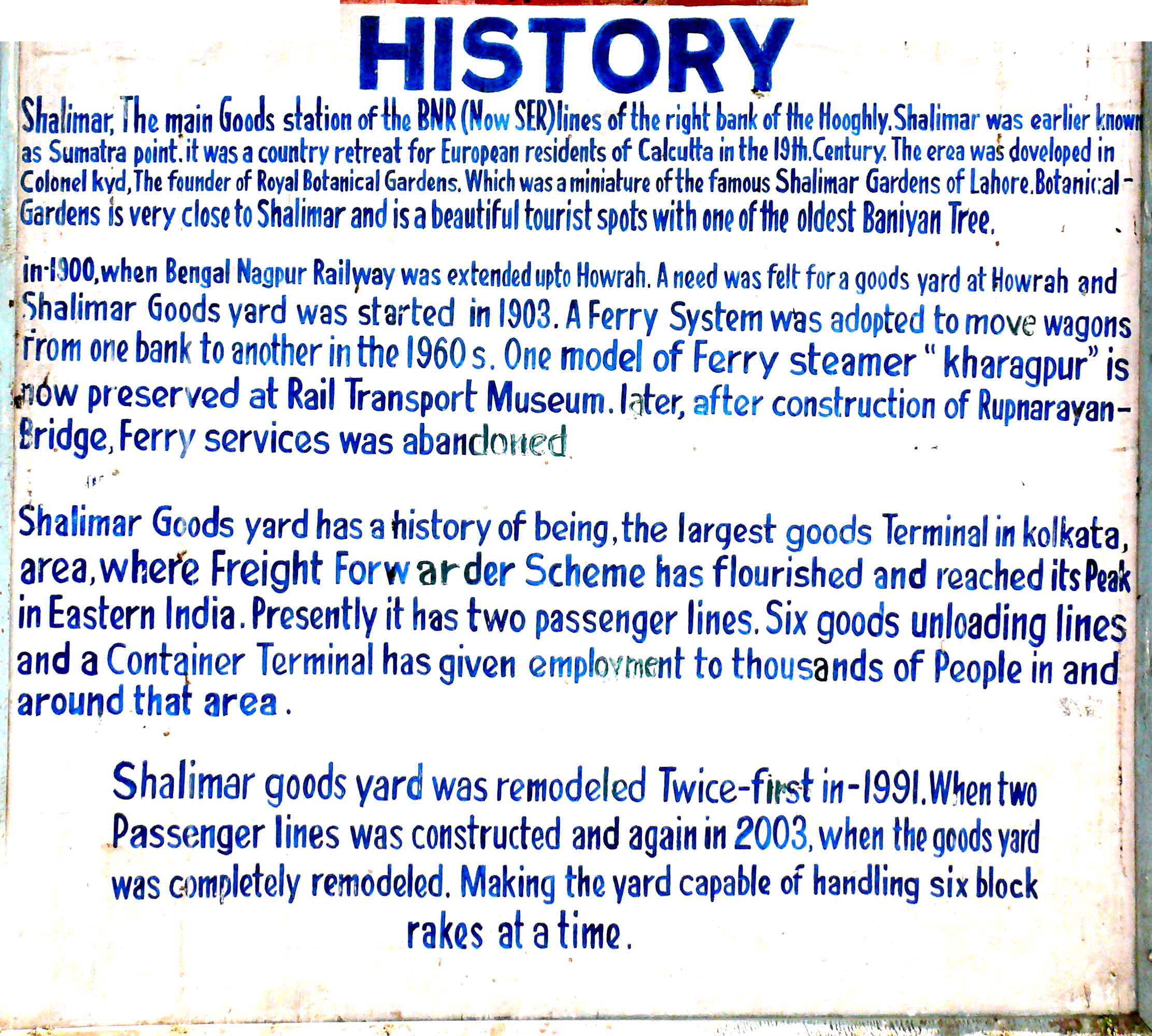 History of Shalimar - Howrah