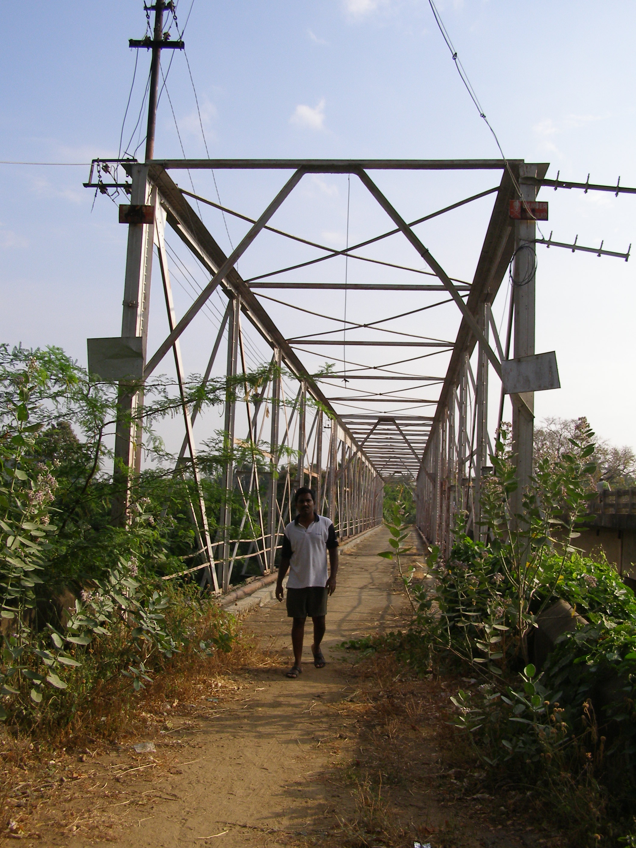 Metal Bridge acroos river Tamiraparani