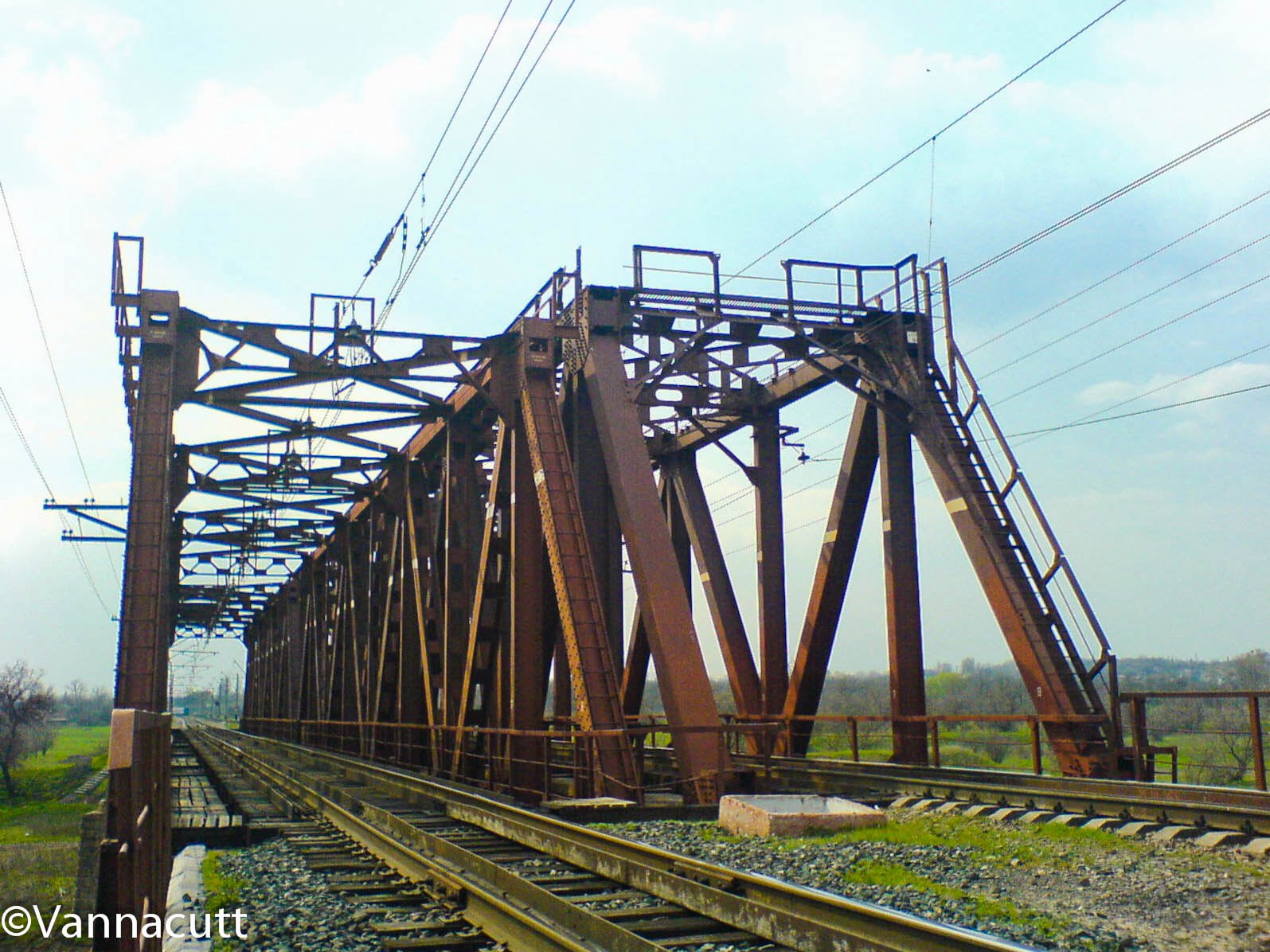 Railroad bridge across small river - Marhanets