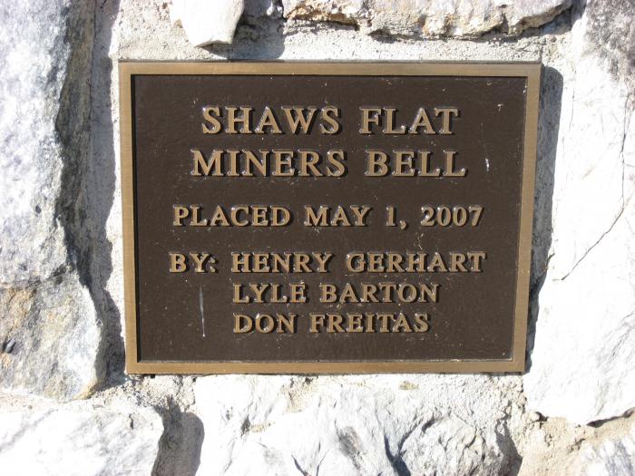 Shaws Flat and Miners Bell Historical Landmark markers