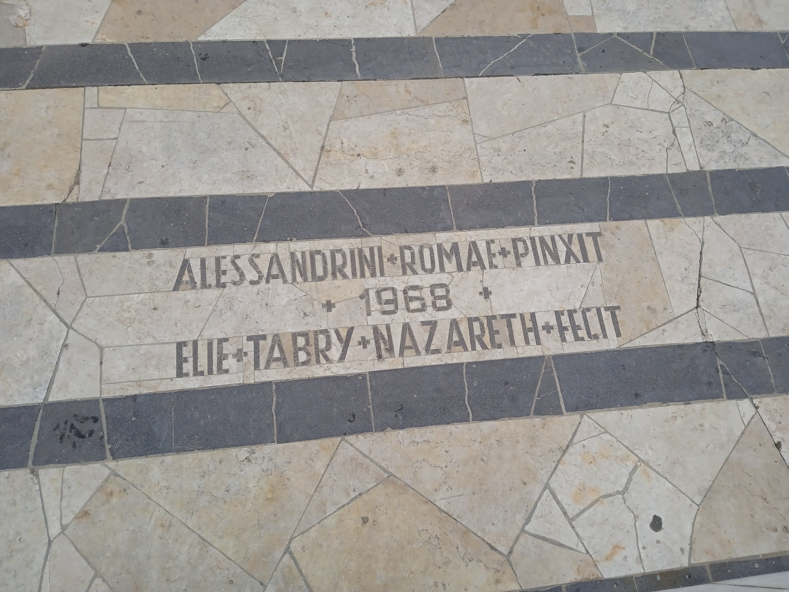 Alessandrini+Romae+Pinxit + 1968 + Elie+Tabry+Nazareth+Fecit writing ...